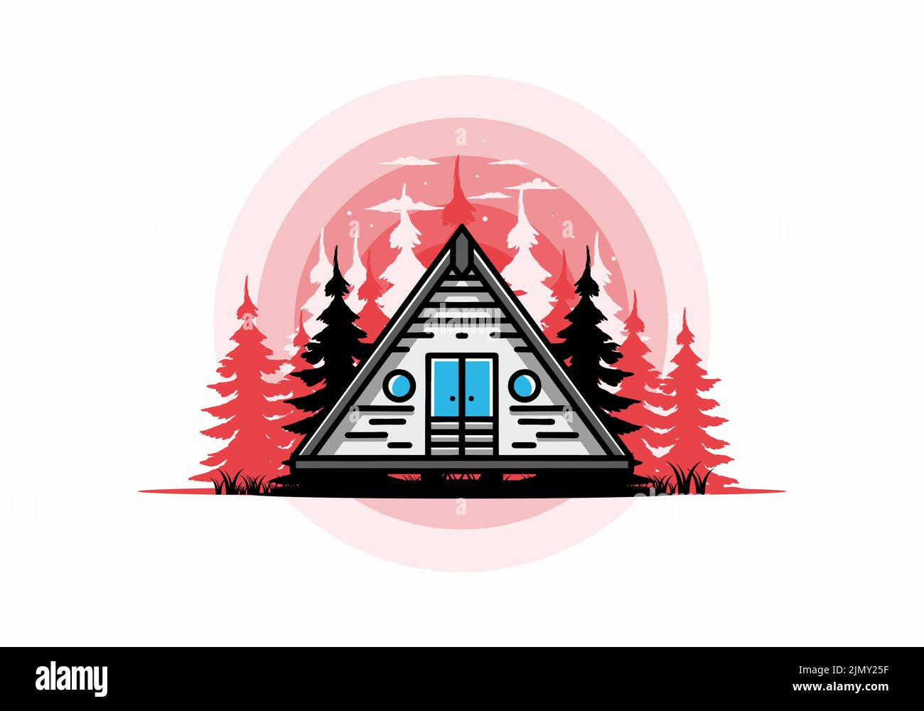 Illustration design of a triangle wood cabin Stock Vector Image & Art ...
