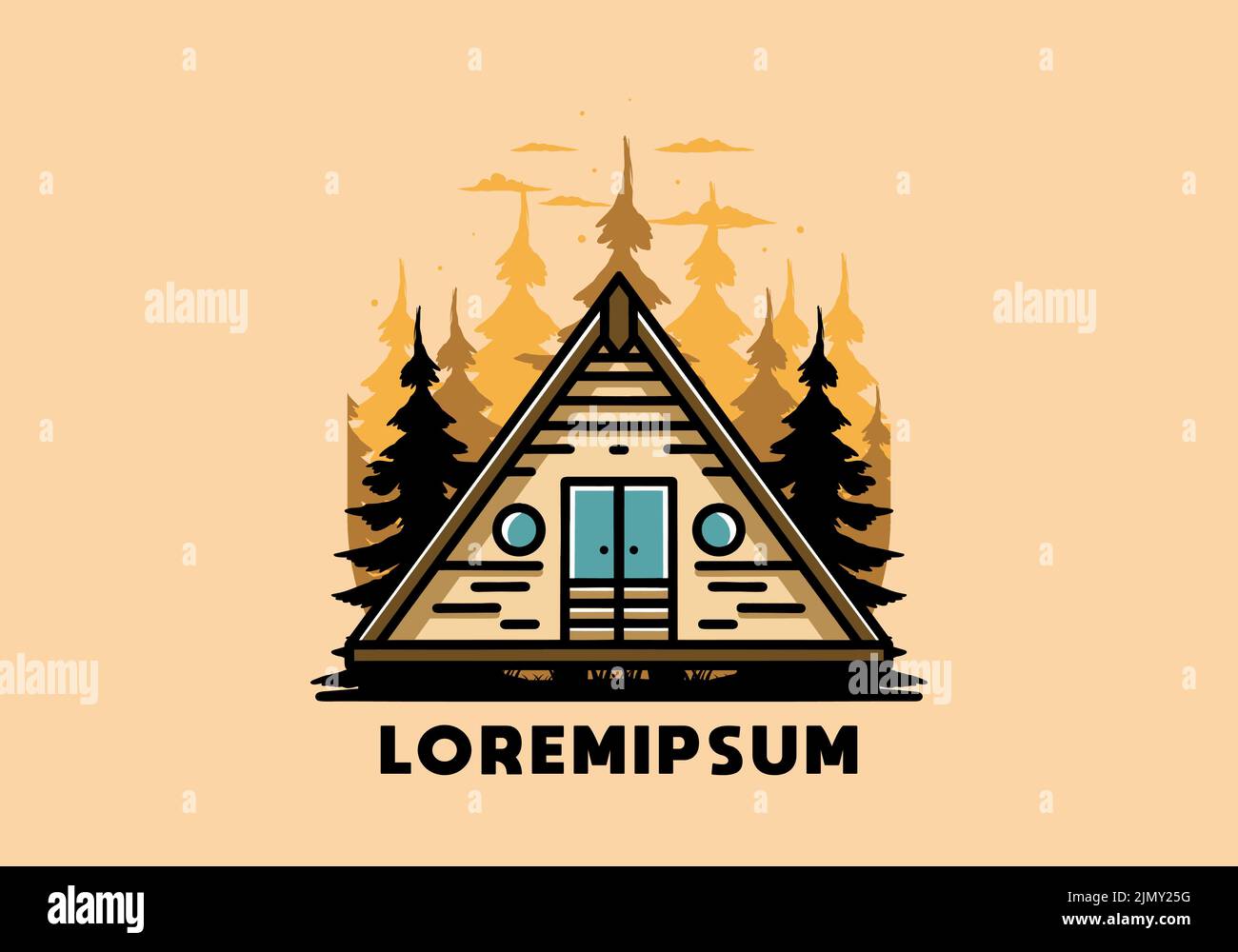 Illustration design of a triangle wood cabin Stock Vector Image & Art ...