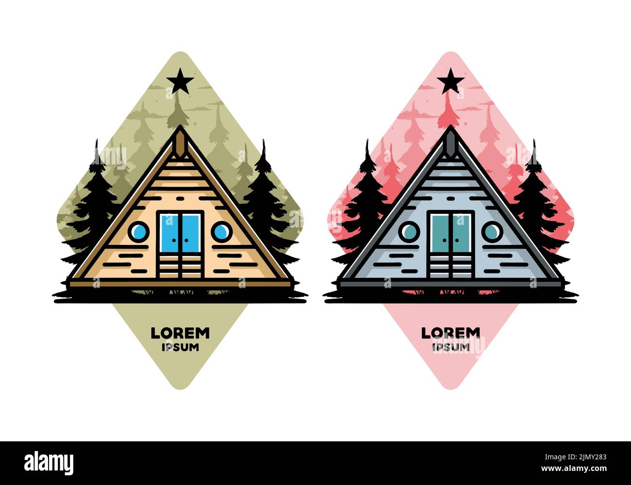 Illustration design of a triangle wood cabin Stock Vector Image & Art ...