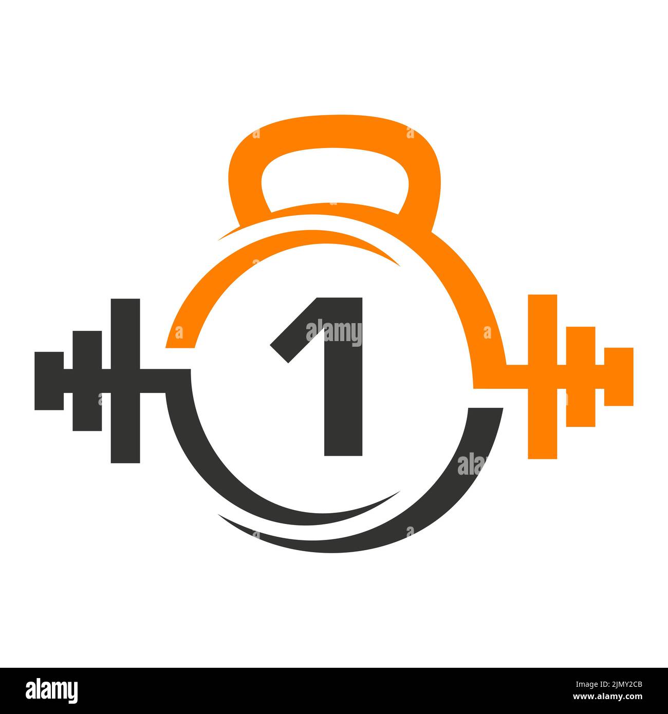 Fitness Logo On Letter 1. Gym and Fitness 1 Letter Sign Vector Template ...
