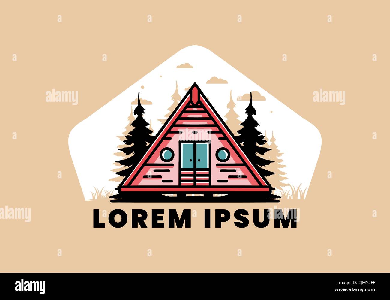 Illustration design of a triangle wood cabin Stock Vector Image & Art ...