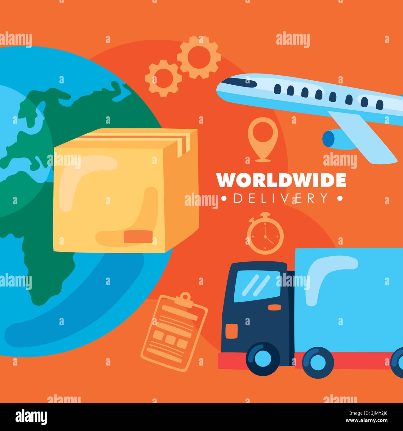 worldwide delivery lettering with earth planet Stock Vector Image & Art ...
