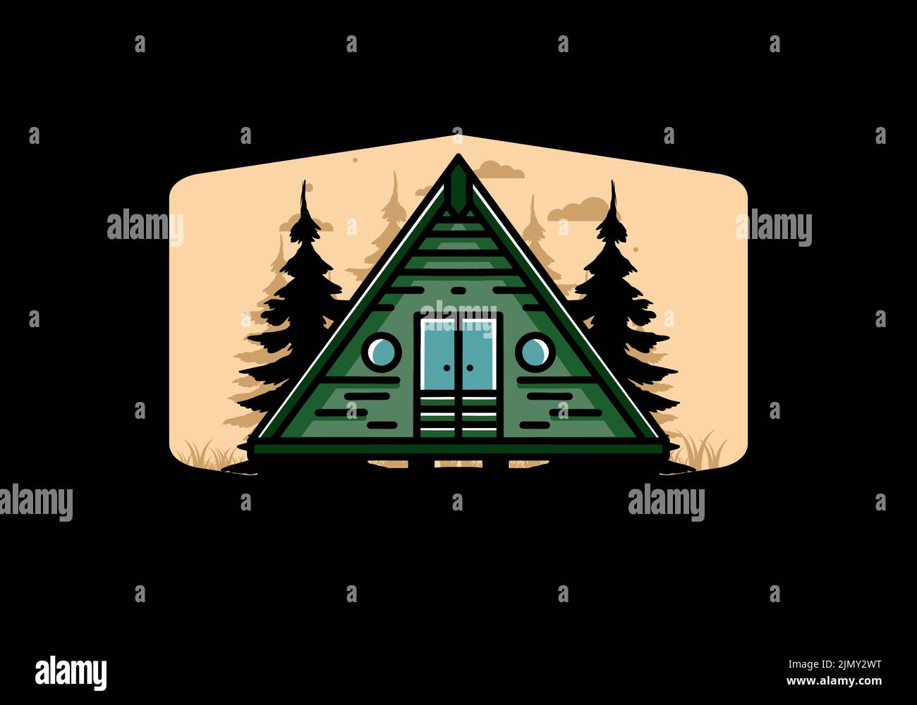 Illustration design of a triangle wood cabin Stock Vector Image & Art ...