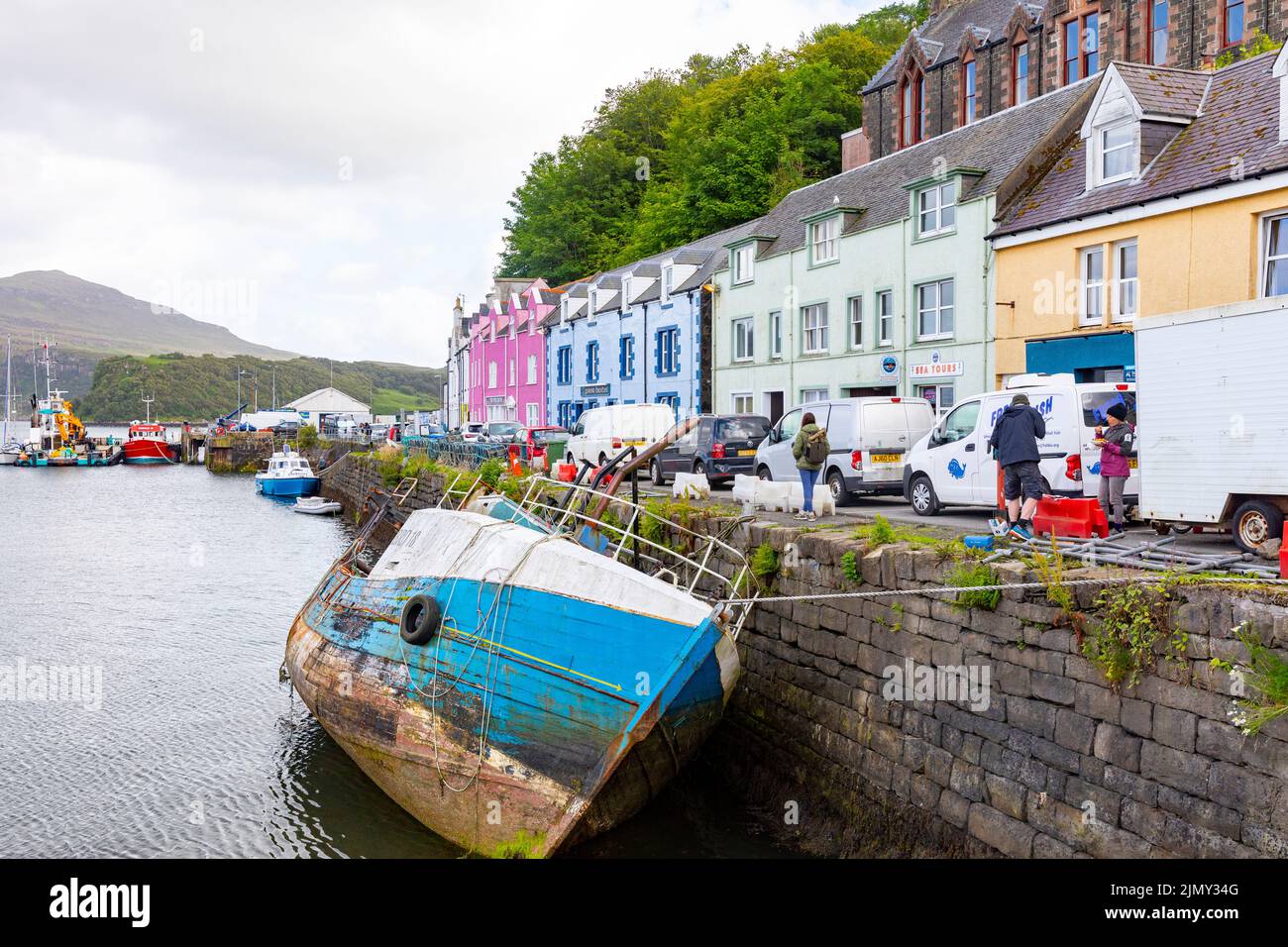 Isle of Skye Scotland, Portree village town the capital of Isle of Skye ...