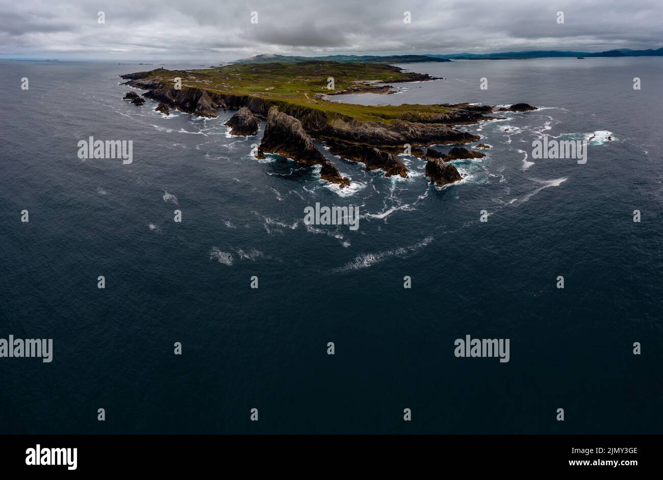 A panorama drone view of Malin Head and the northernmost point of ...