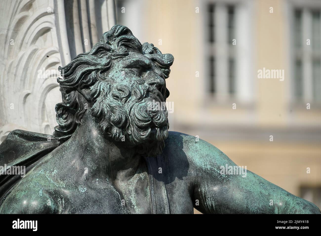 Berlin, germany, 2014. One of the four chained warriors at the base of ...