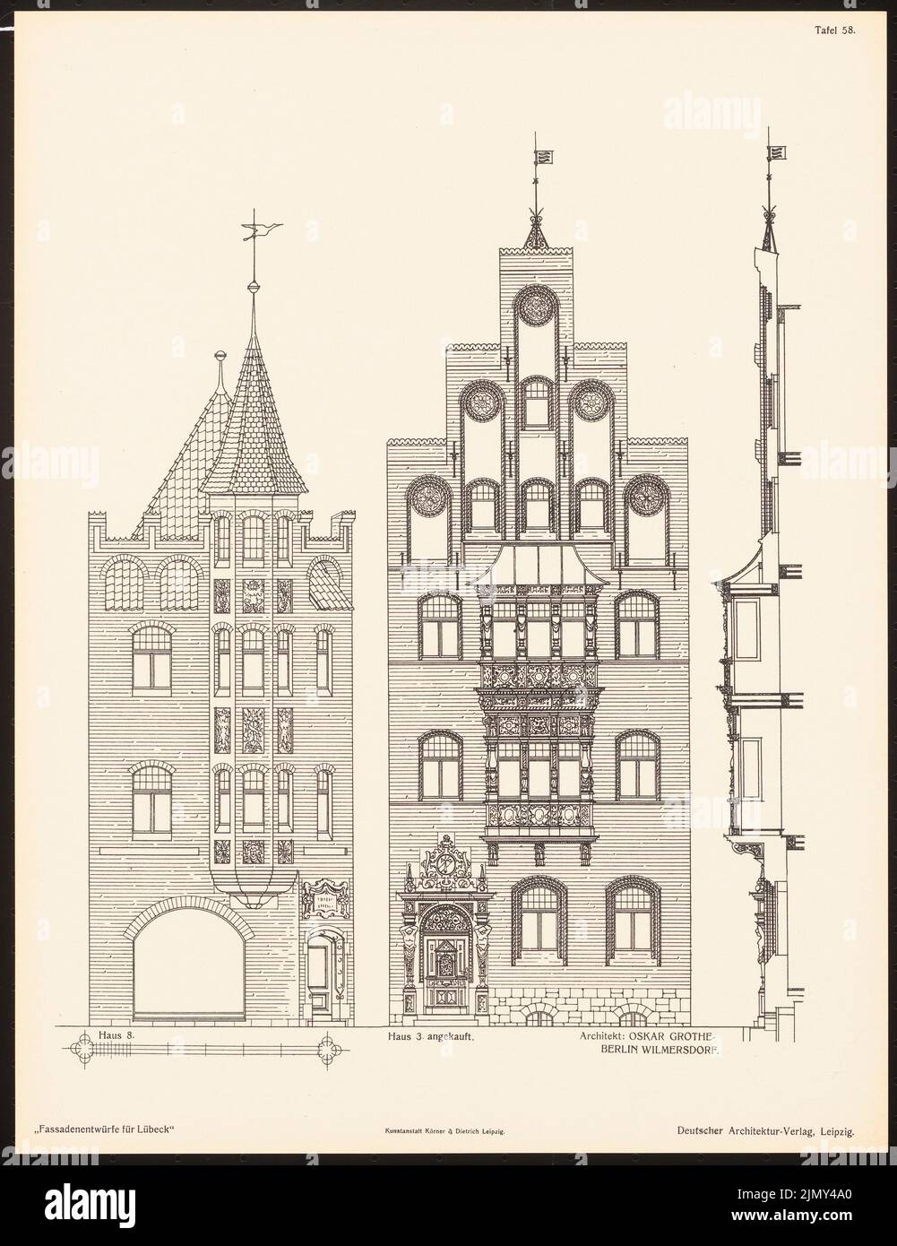 Grothe Oscar, facade designs for Lübeck. The result d. Competition ...