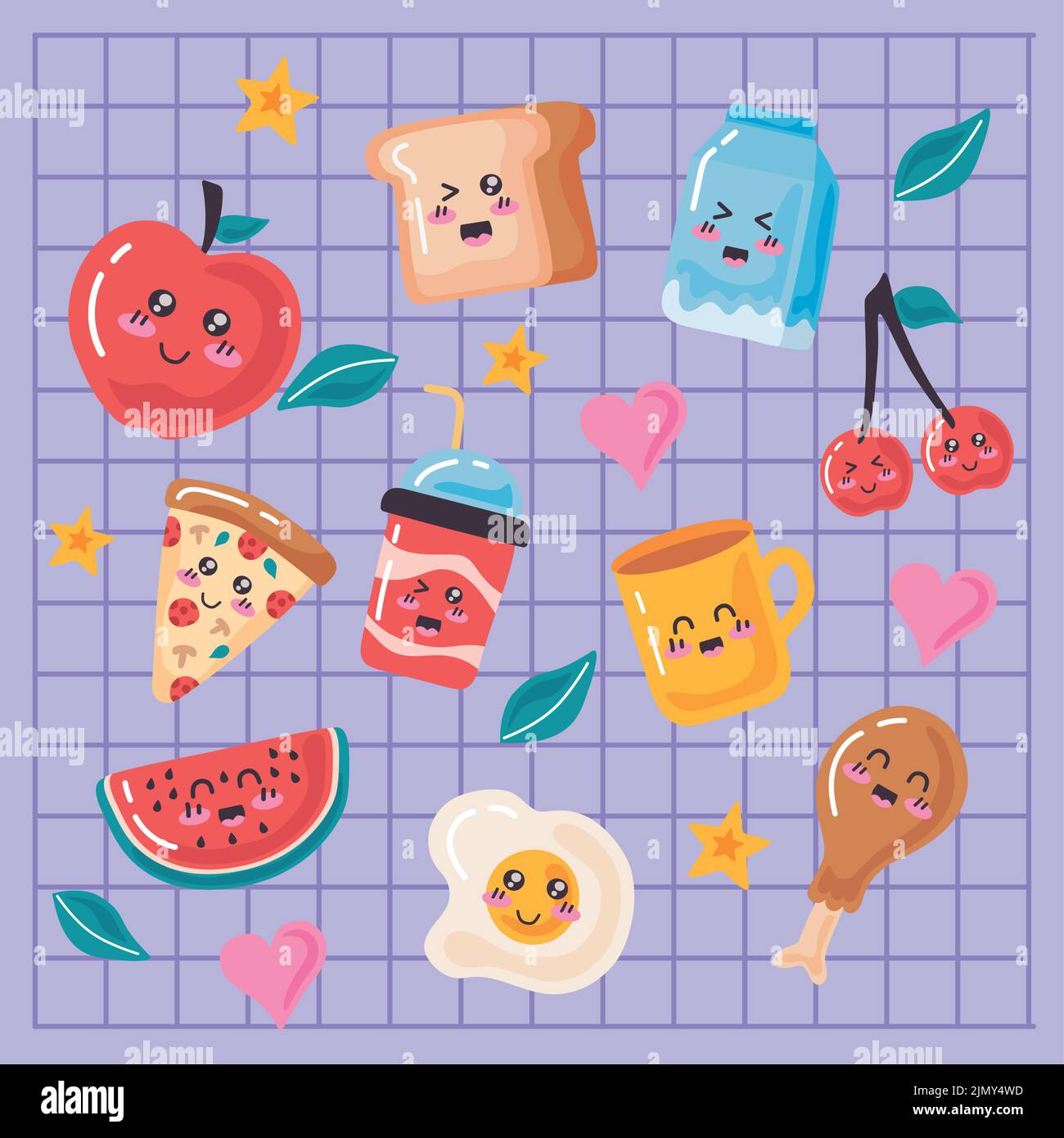 kawaii food lettering pattern background Stock Vector Image & Art - Alamy