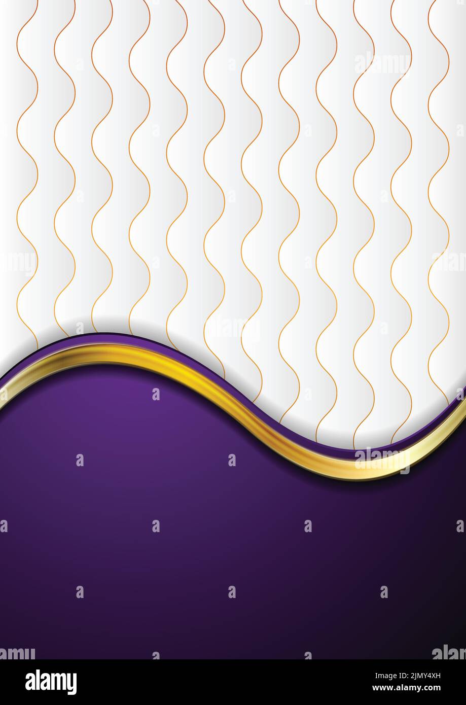 Grey violet deluxe background with golden and bronze waves. Vector ...