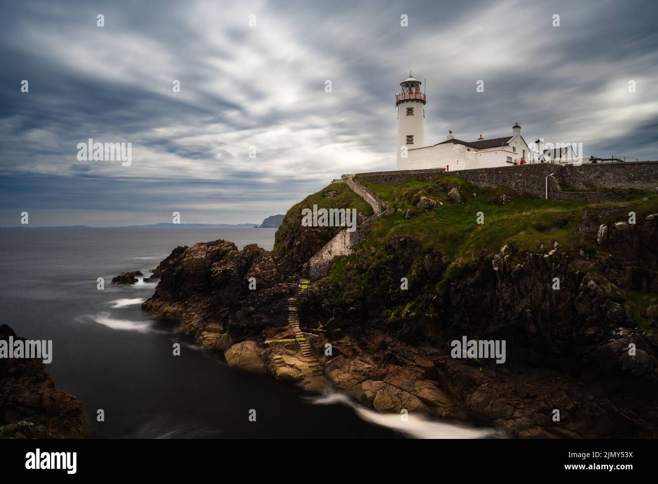 Long exposure view of Fanad Head Lighthouse and Peninsula on the ...
