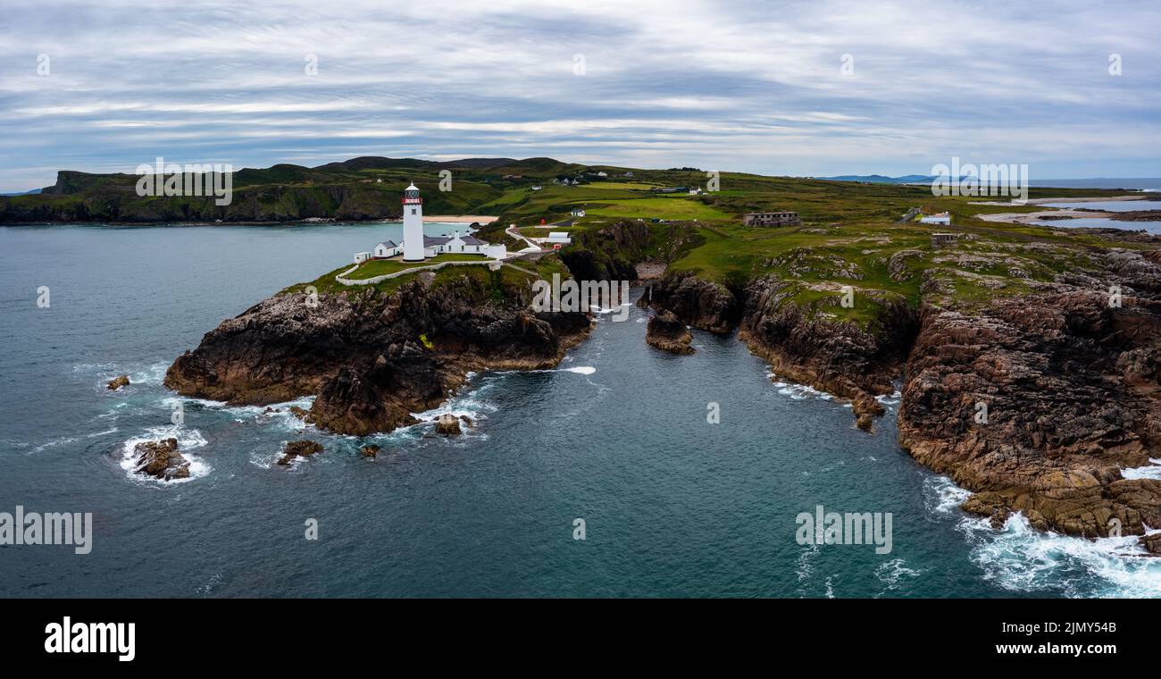 Panorama drone landscape view of Fanad Head Lighthouse and Peninsula on ...