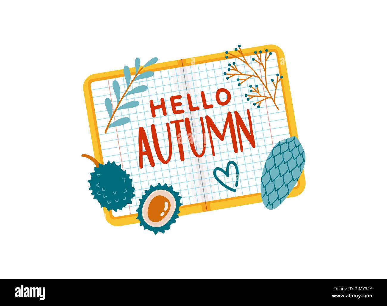 Hello autumn fall season school set vector Stock Vector Image & Art - Alamy