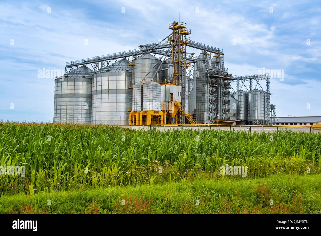 agro silos granary elevator with seeds cleaning line on agro-processing ...