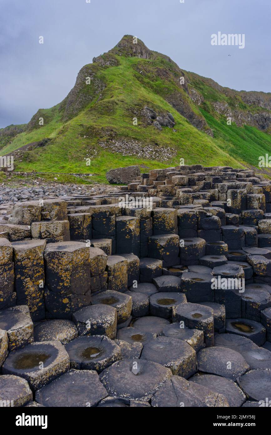 Vertical view of the many volcanic basalt columns of the Giant's ...