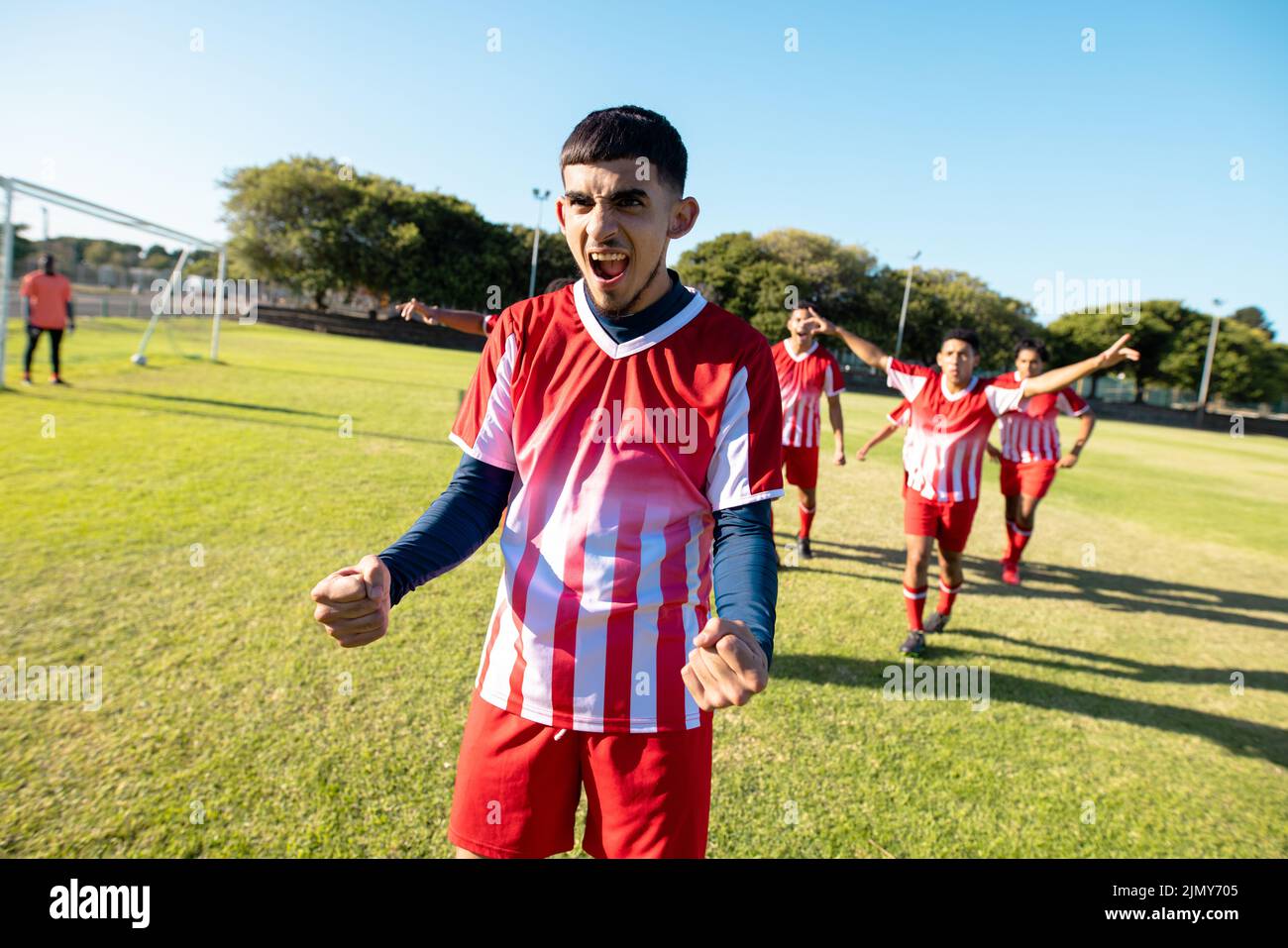 Team five soccer man hi-res stock photography and images - Alamy