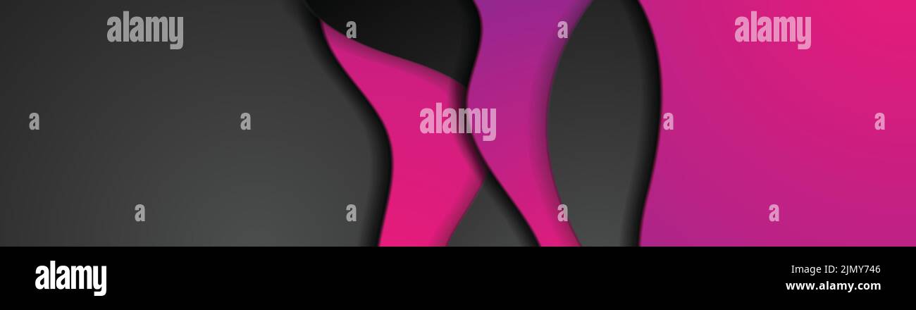 Purple and black abstract wavy corporate banner design. Web header ...