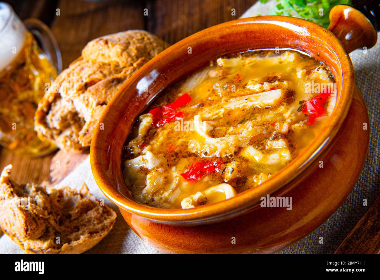Spicy tripe soup with red paprika Stock Photo - Alamy