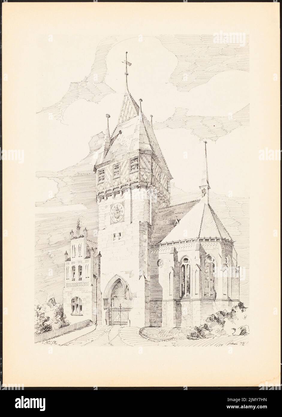 Arp Carl, Gutshofhaus with gatekeeper and chapel. (From: Prints of ...