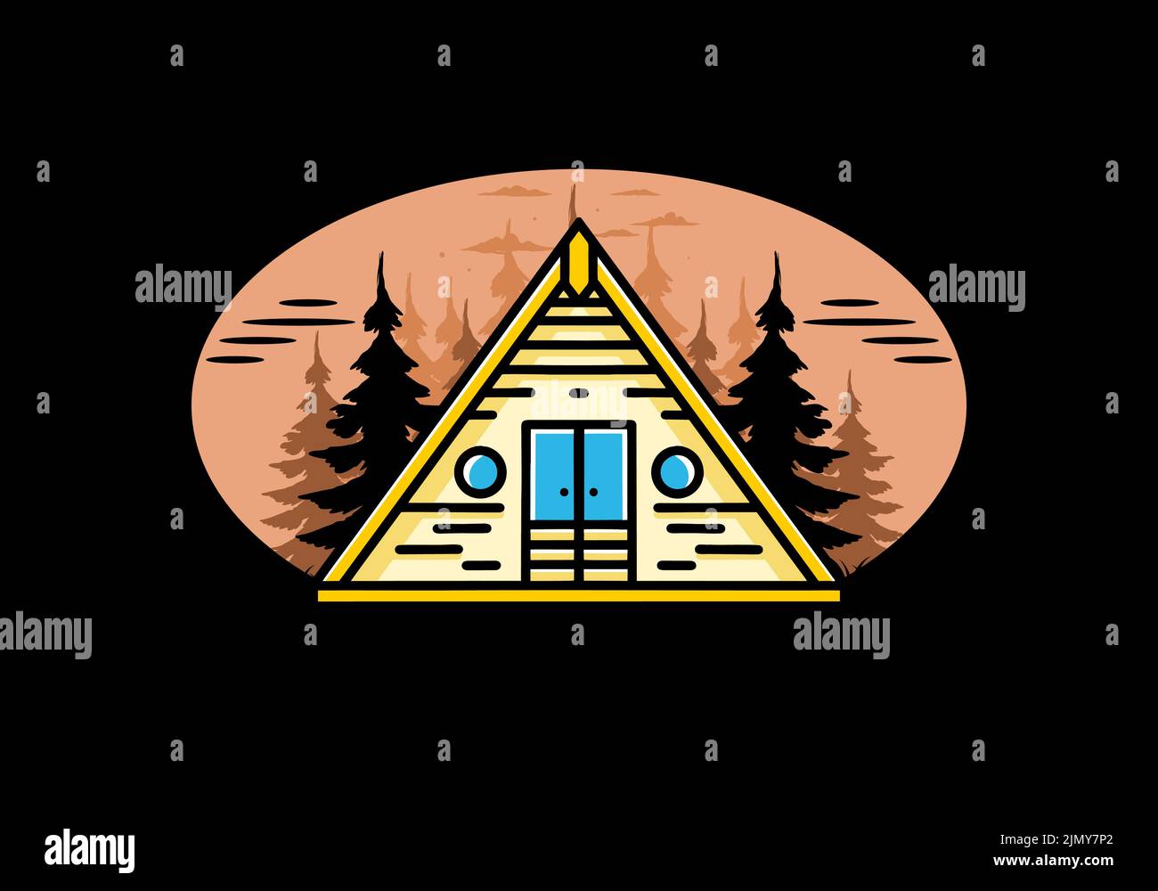 Illustration design of a triangle wood cabin Stock Vector Image & Art ...