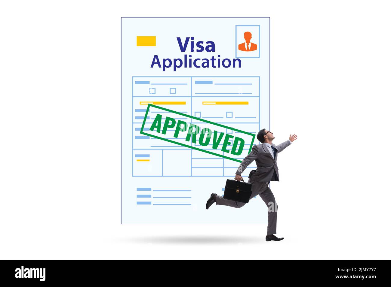 Visa application concept with businessman Stock Photo - Alamy