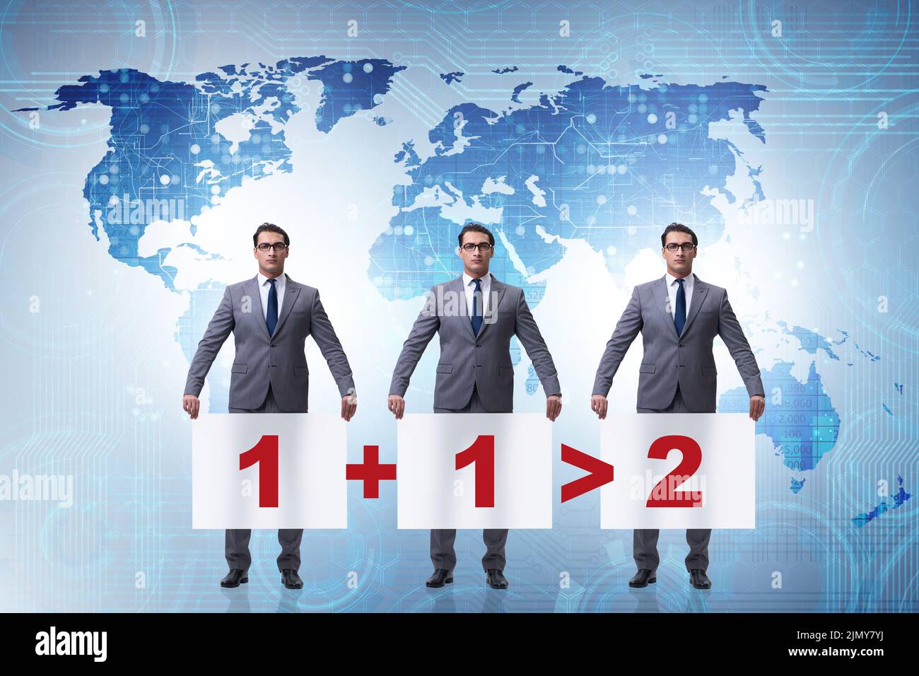 Businessman in synergy business concept Stock Photo - Alamy