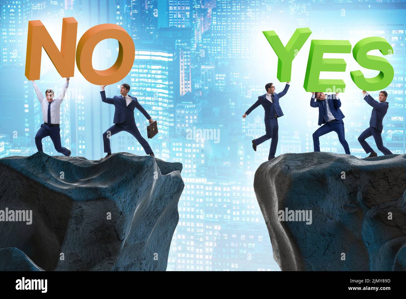 Businessmen in YES NO concept Stock Photo - Alamy