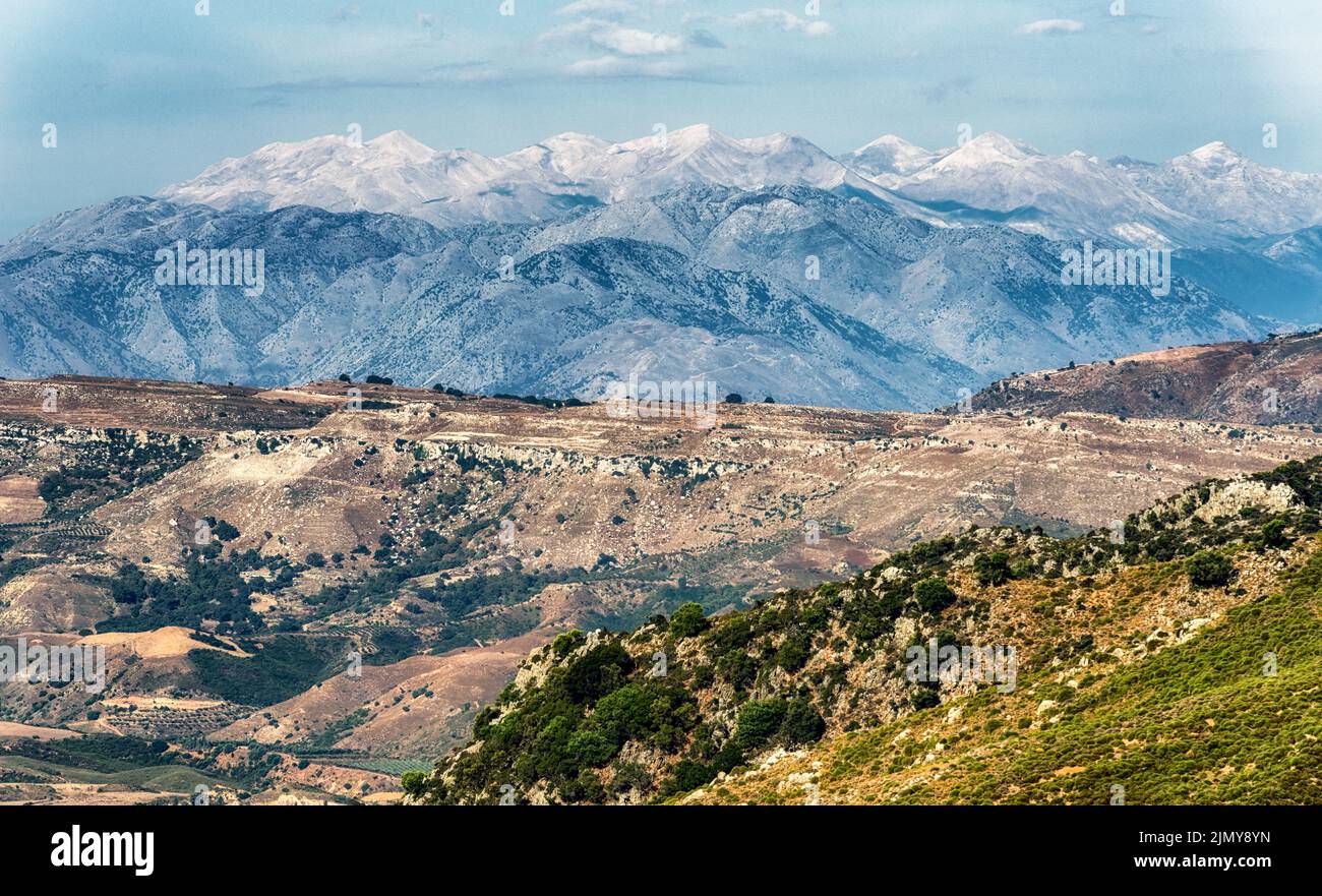Beautiful mediterranean landscape at Crete island, Greece. White ...