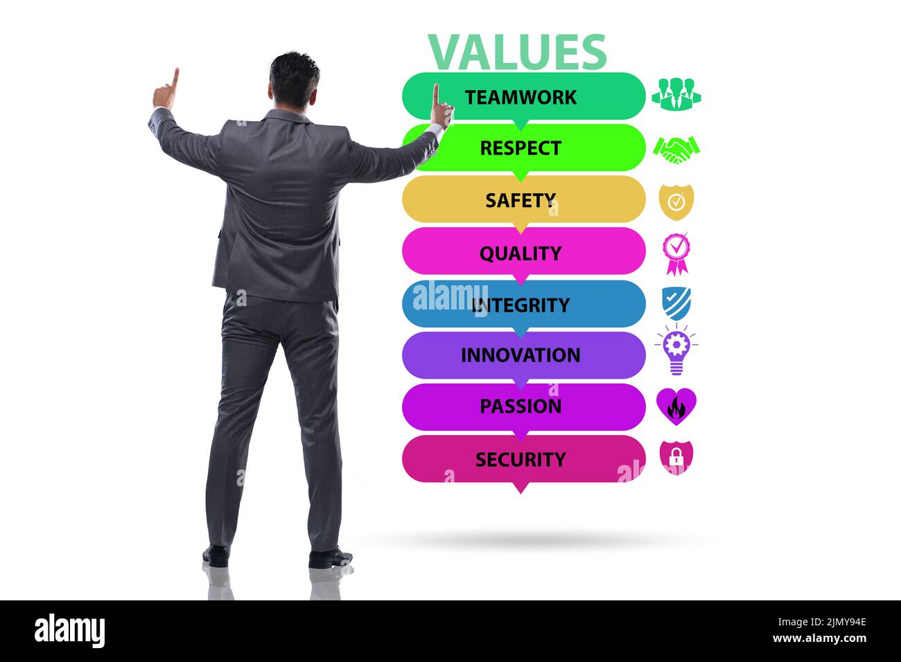 Businessman in the corporate values concept Stock Photo - Alamy