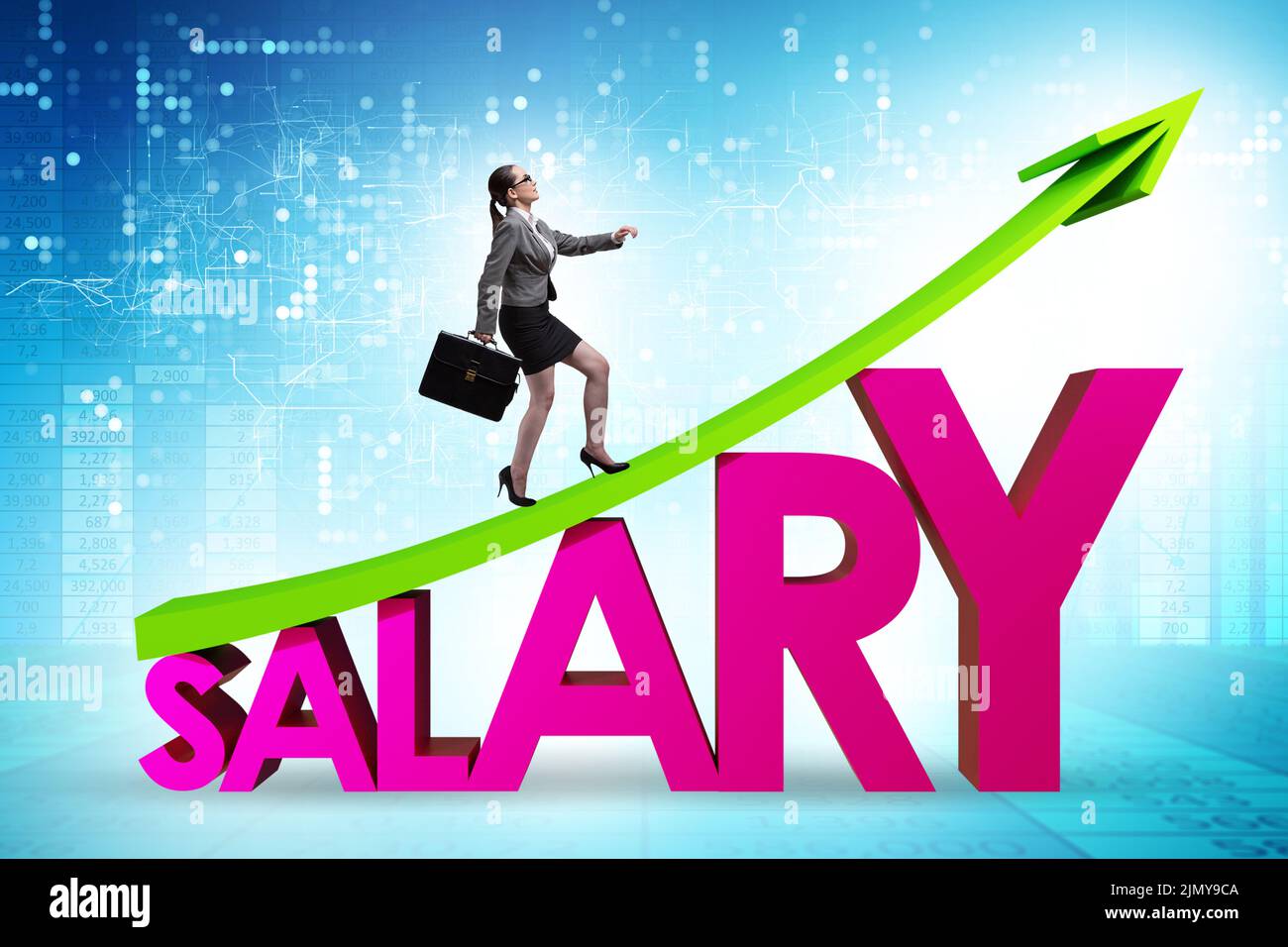Salary increase concept with businesswoman Stock Photo - Alamy