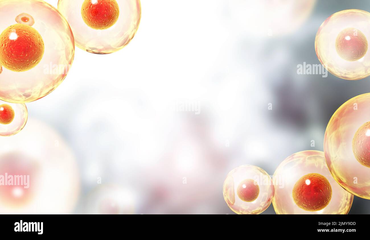 Horizontal banner with organic cells. Virus, germ or bacteria on ...