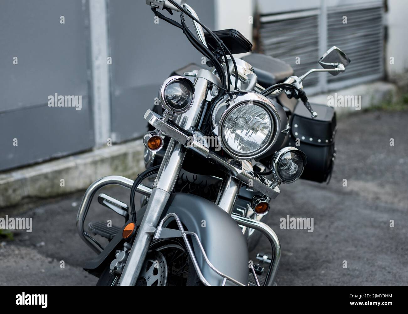 classic powerful motorcycle. retro headlight motorbike Stock Photo - Alamy
