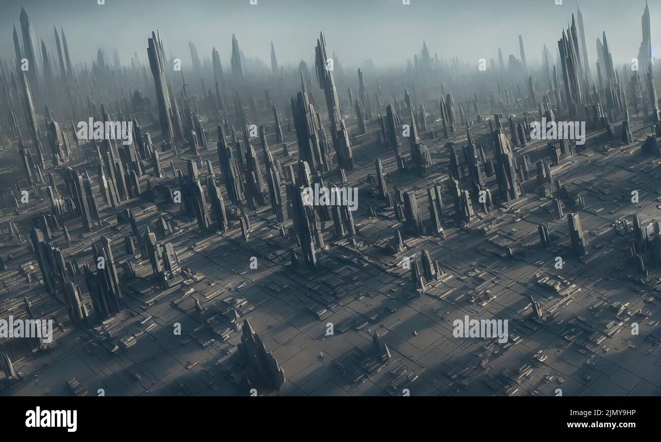 Brutal city of an alien civilization. Entire surface of the planet is ...