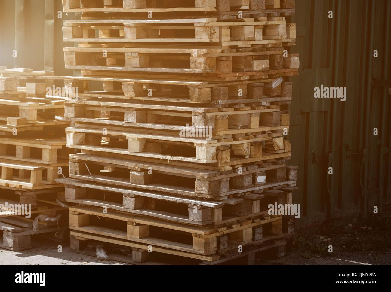 pellets in the warehouse. loading dock with pallets piled high Stock ...