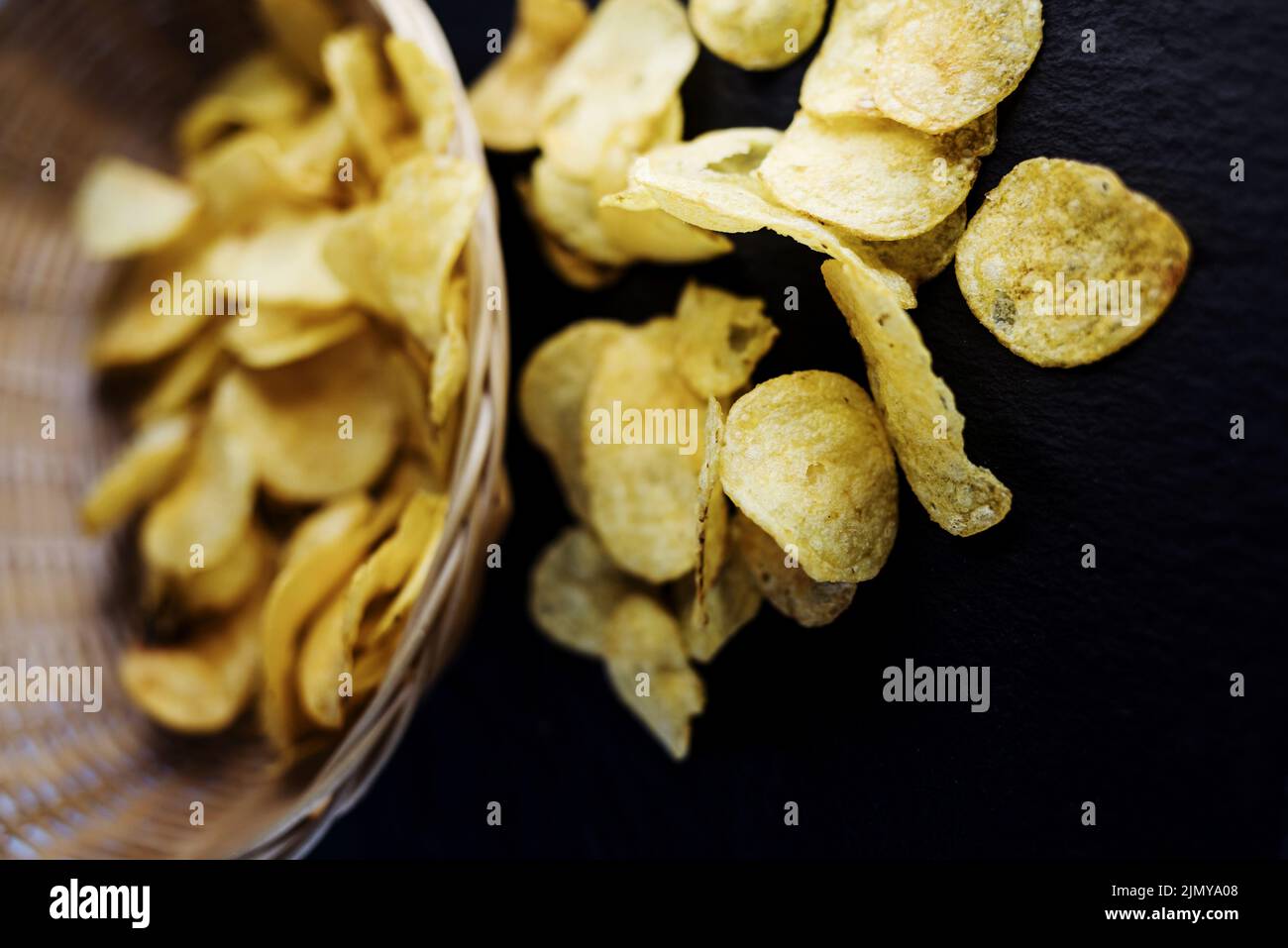Macro shot crispy potato chips hi-res stock photography and images - Alamy