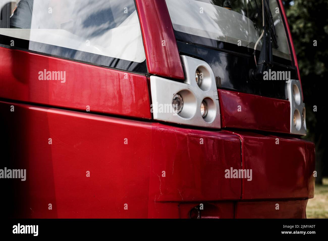 Public transportation. Modern tram. urban surroundings Stock Photo - Alamy
