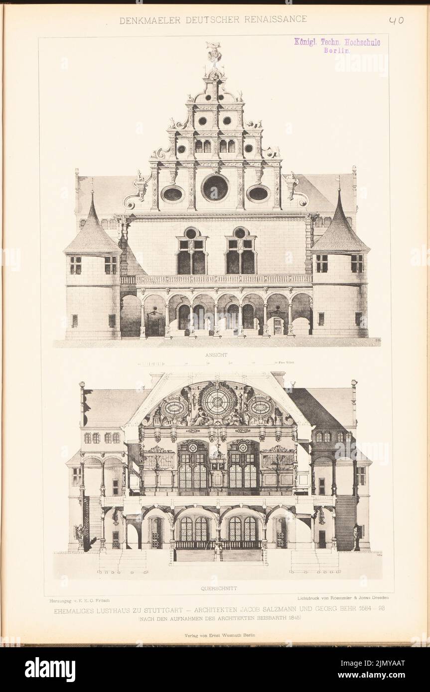 Salzmann Jacob, former Lusthaus, Stuttgart. (From: Monuments of German ...