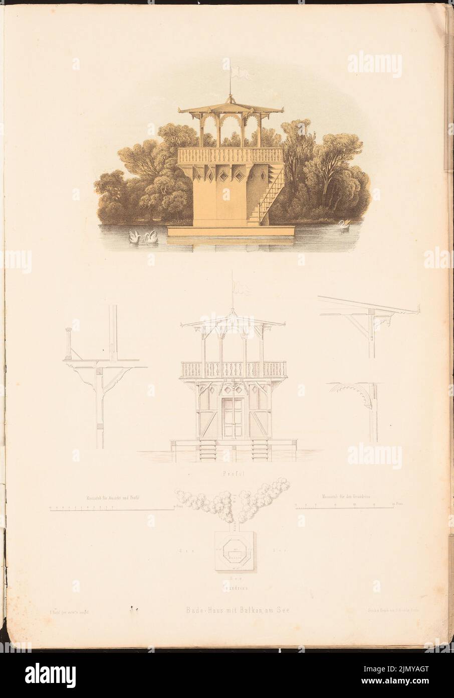 Angel Friedrich, bath house with balcony on the lake. (From ...