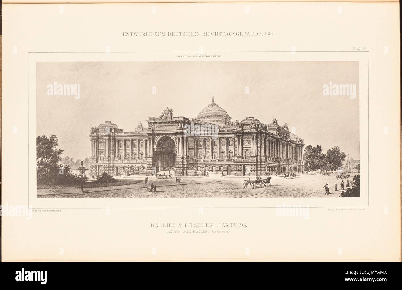Hallier & Fitschen, parliamentary building for the German Reichstag in ...