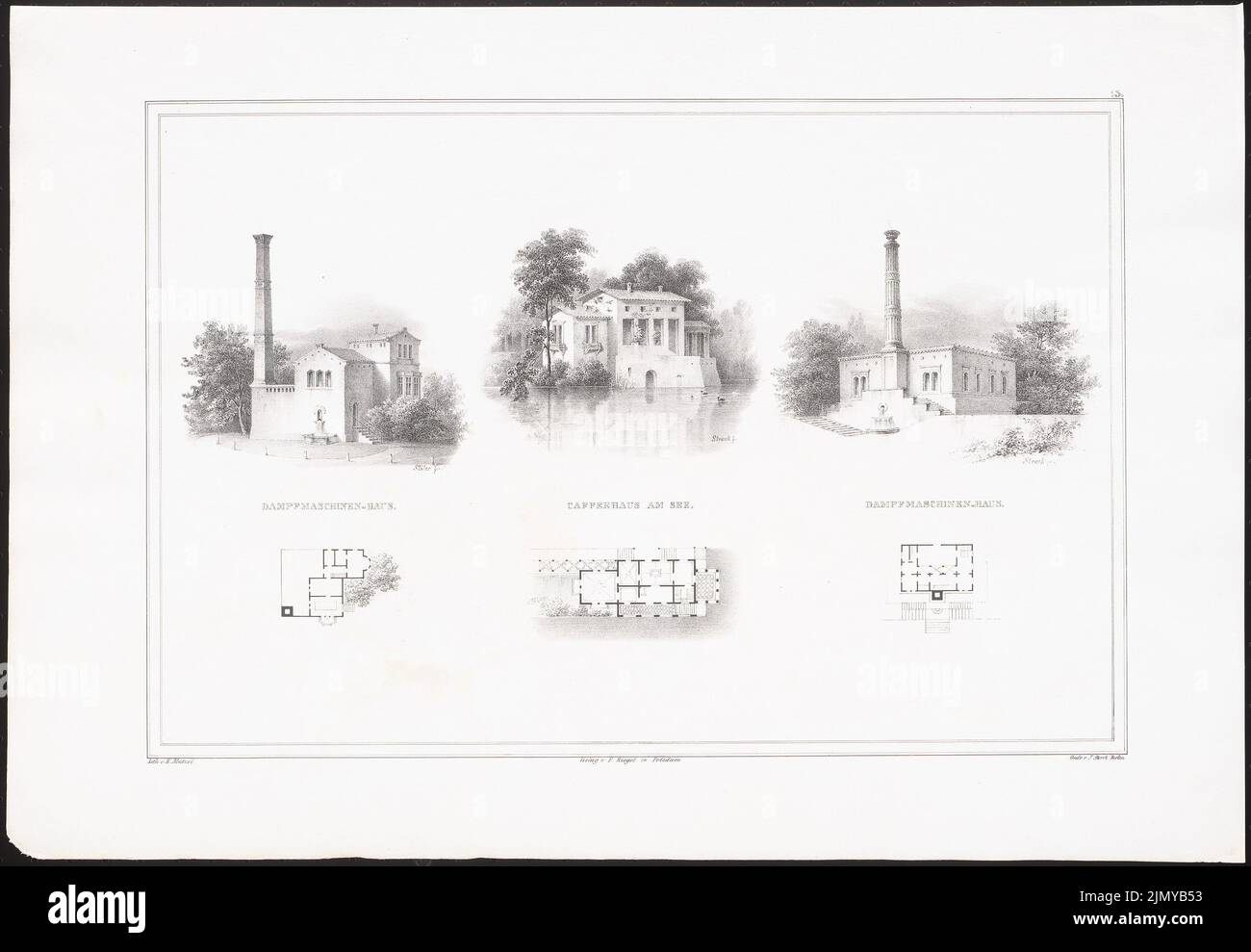 Stüler August (1800-1865), steam engine house, glienicke. Caféhaus am ...