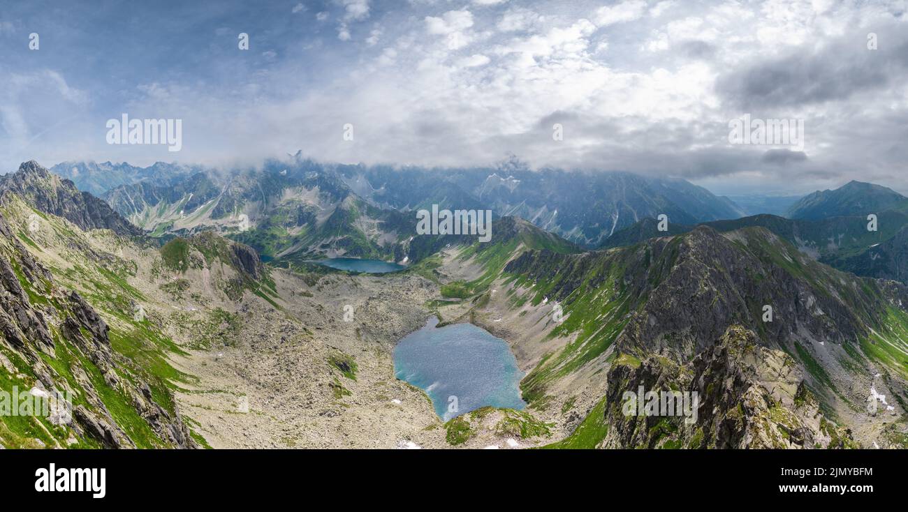 Tatra Mountain view to group of glacial lakes from path Kasprowy Wierch ...