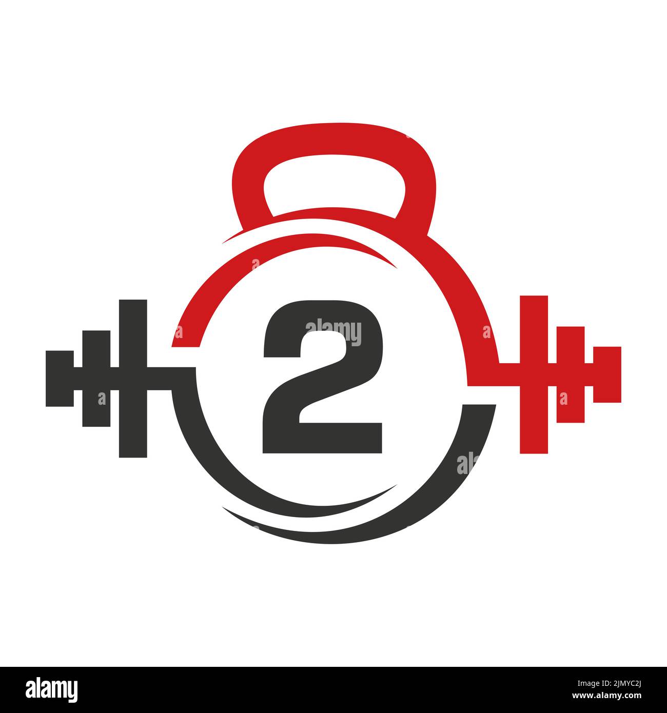 Fitness Logo On Letter 2. Gym and Fitness 2 Letter Sign Vector Template ...