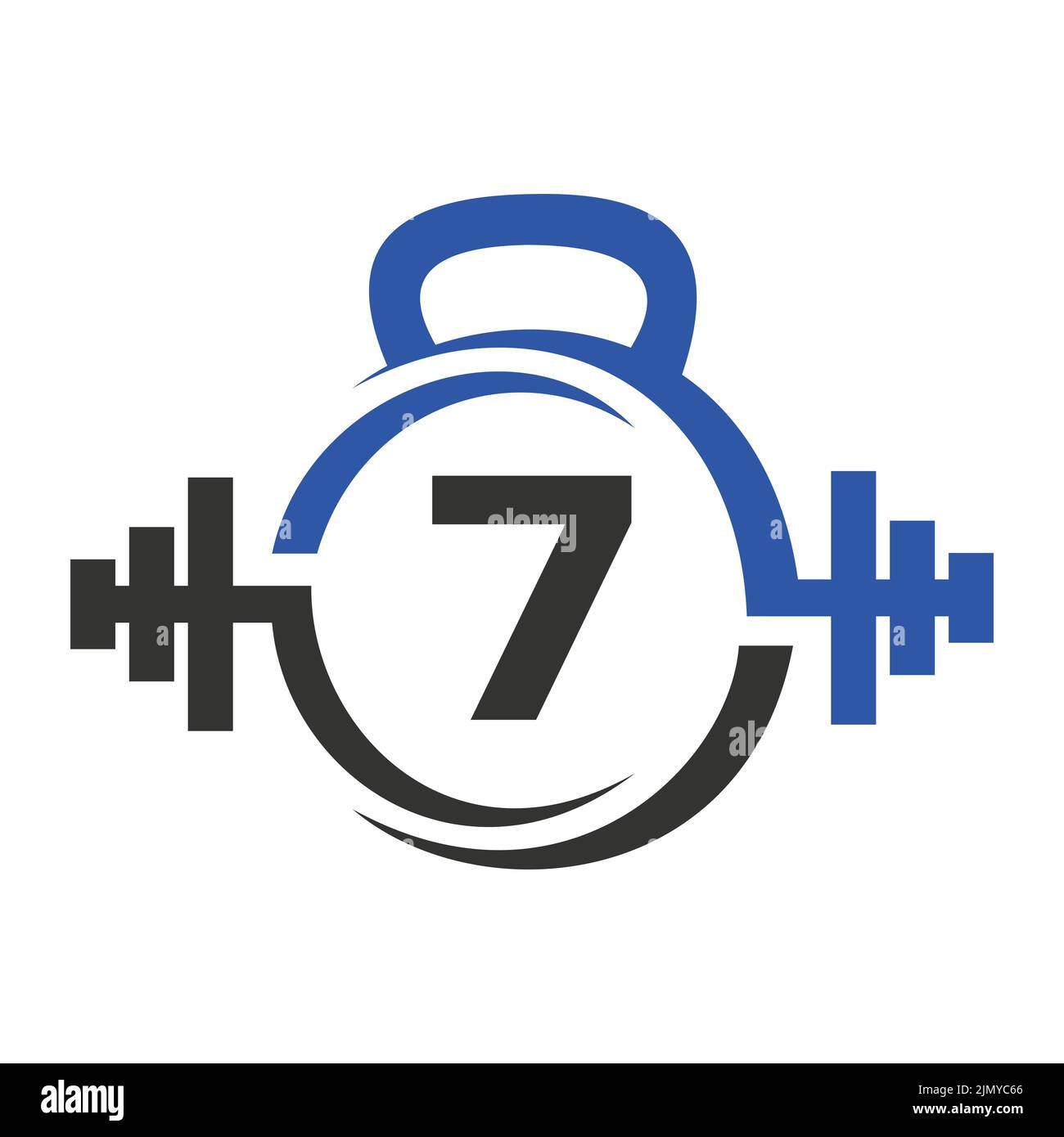 Fitness Logo On Letter 7. Gym and Fitness 7 Letter Sign Vector Template ...
