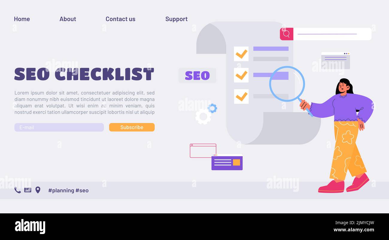 Seo checklist banner. Concept of search engine optimization audit ...