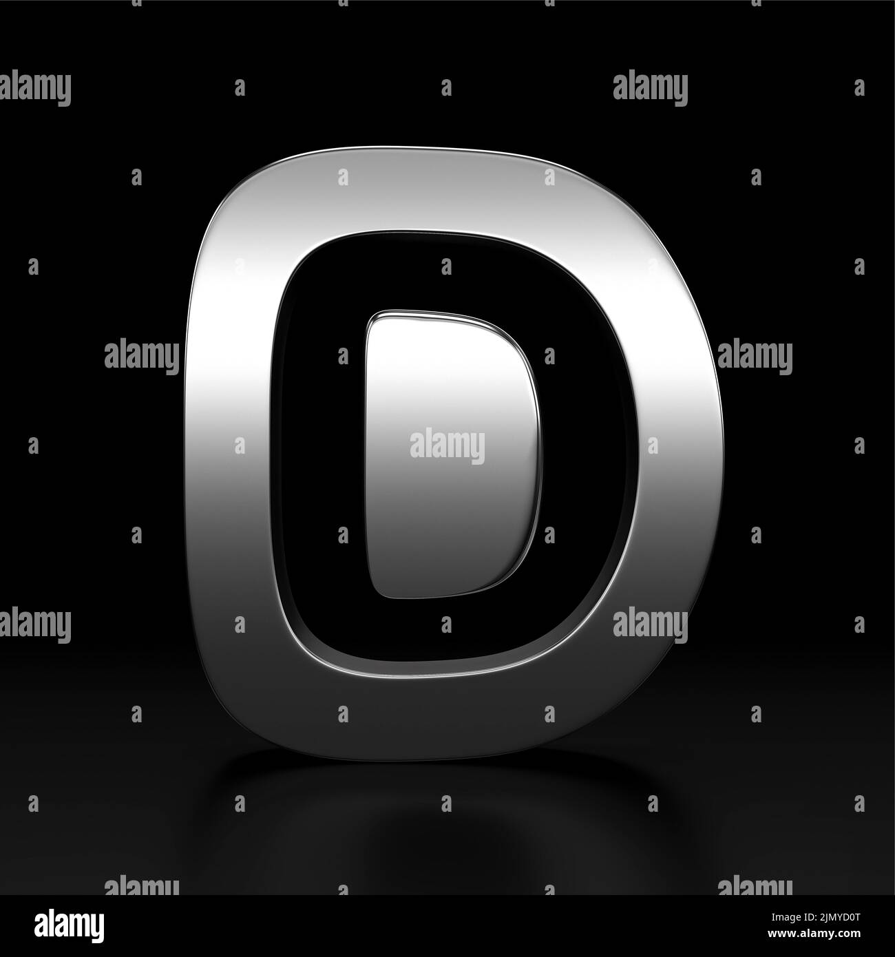 Metallic alphabet of letter D. Typography silver font. Volumetric ...