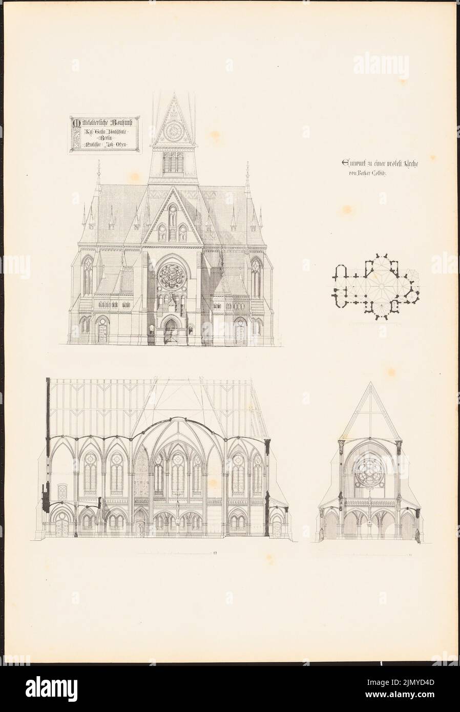 Becker E., Protestant Church. (From: Medieval architecture. Designs by ...