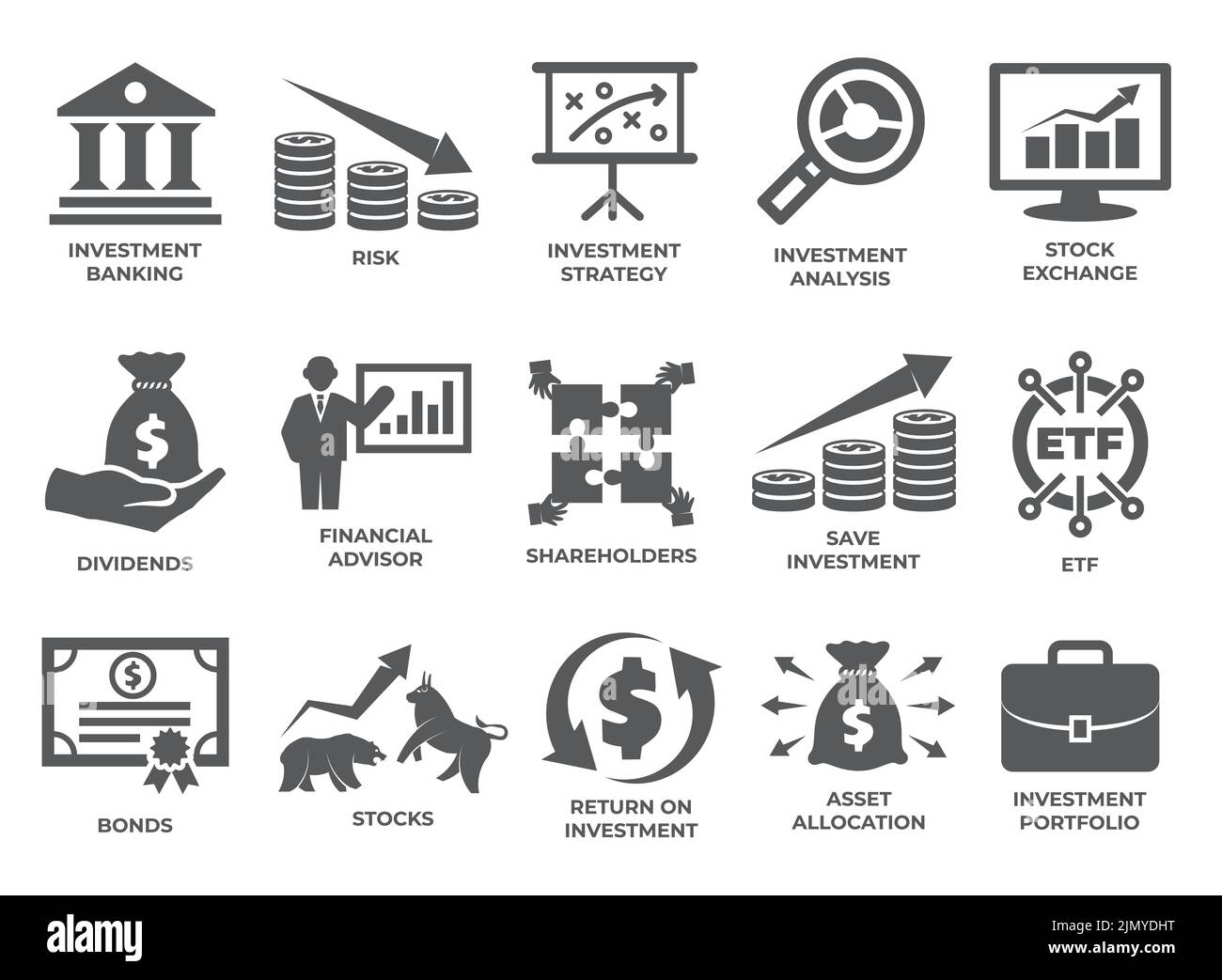 Investment icons set on white background Stock Vector Image & Art - Alamy