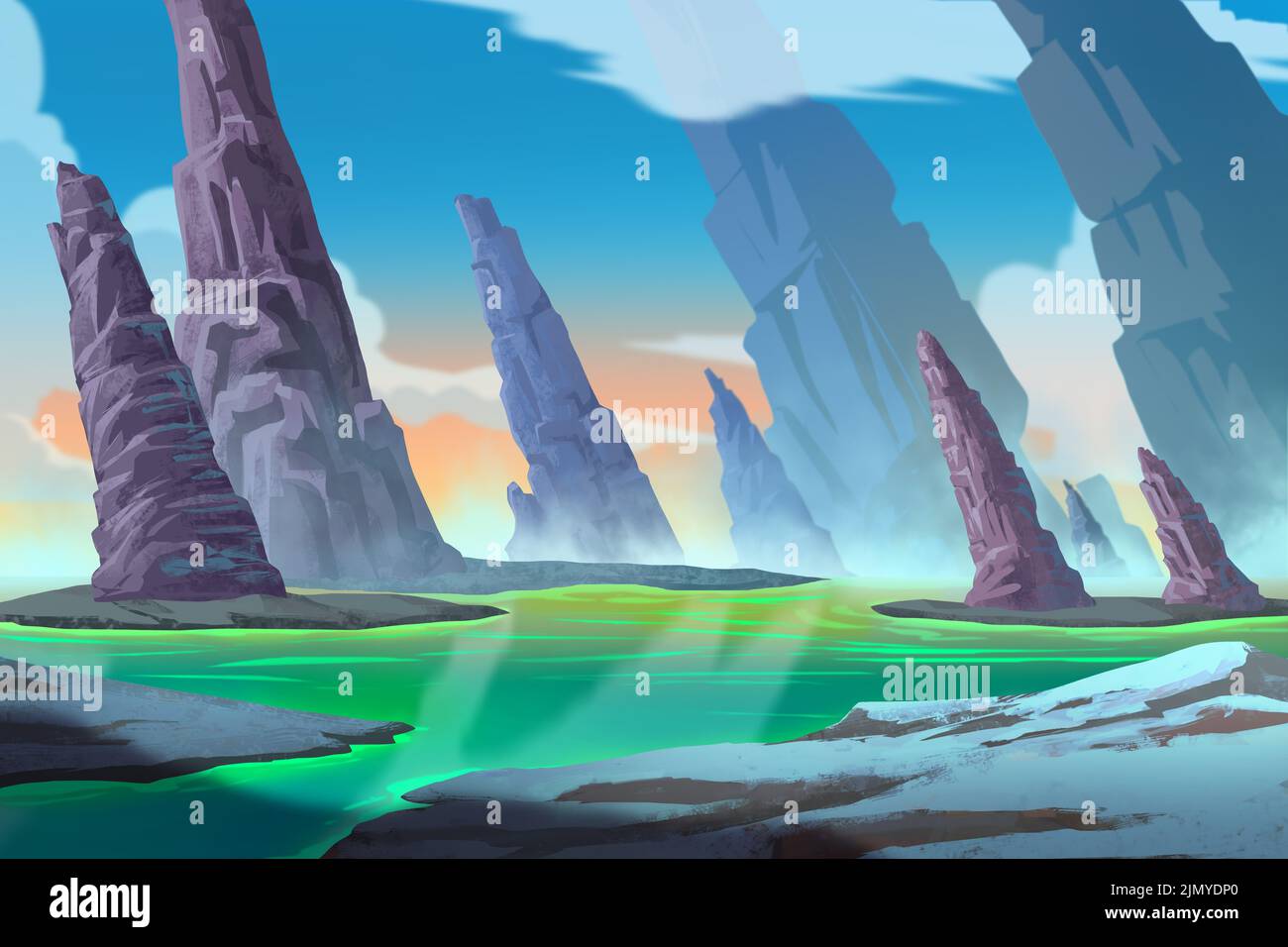 Pyramids and River. Egypt History, Concept Art Scenery. Book ...