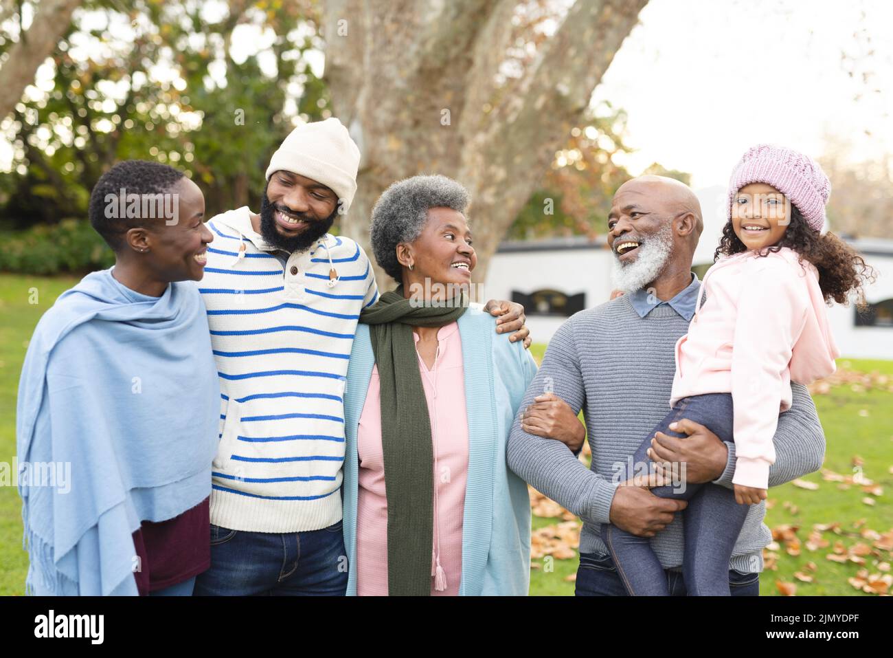 Image of happy multi generation african american family having fun ...