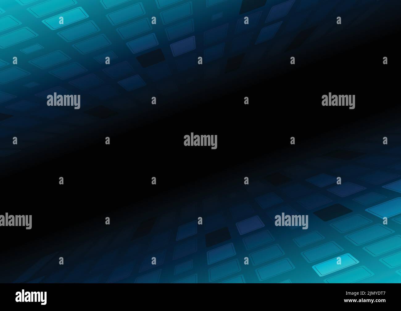Dark blue squares abstract technology background. Perspective horizon ...