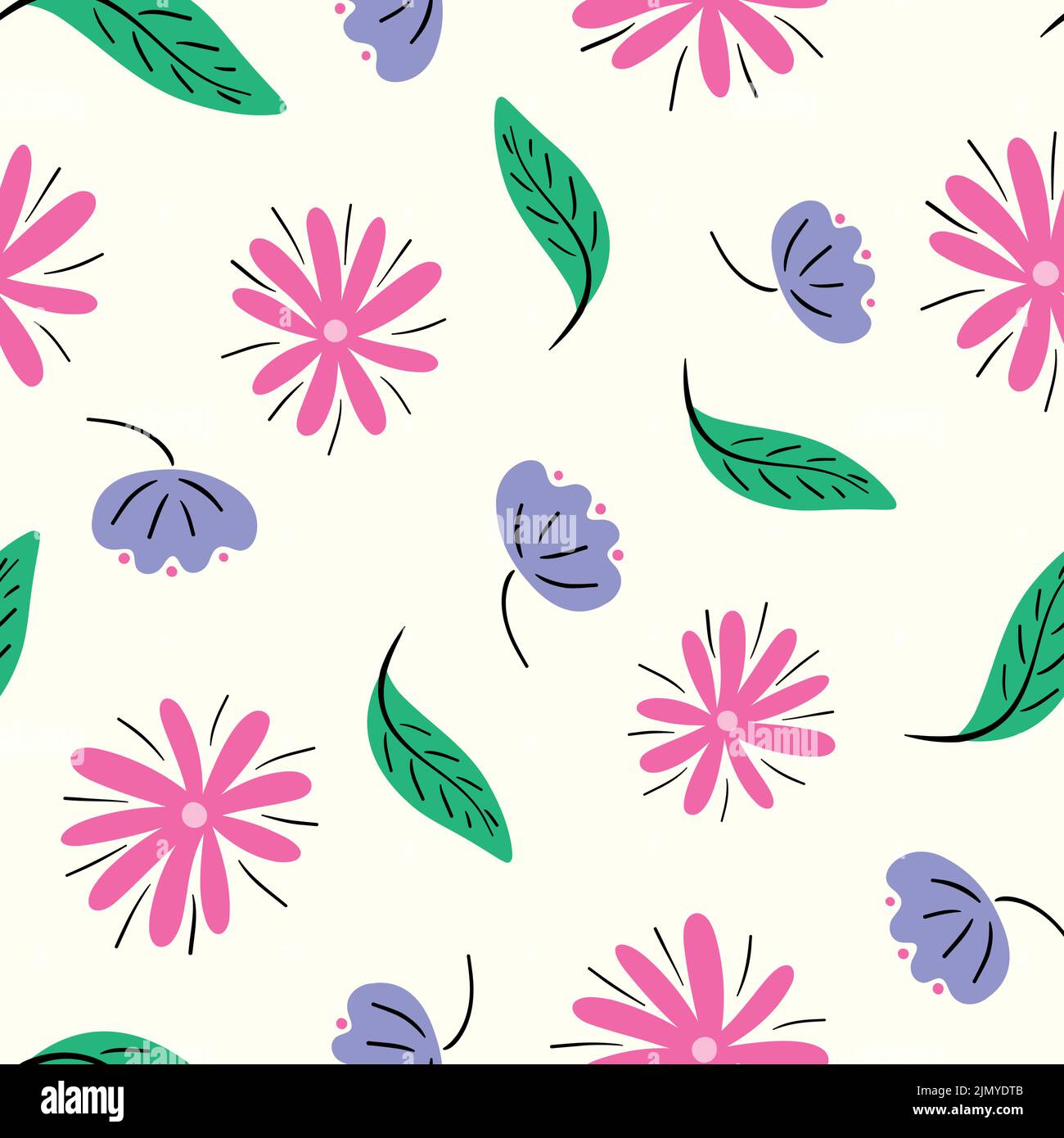 Flower pattern background vector border, trendy seamless repeat design ...